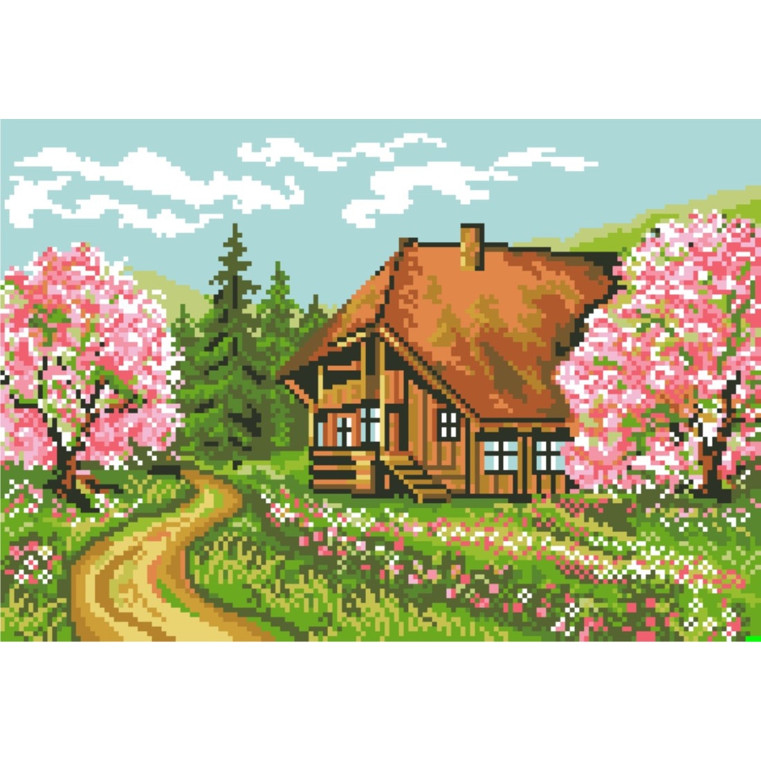 Primavara pe deal - kit goblen cu panza imprimata - eMAG.ro