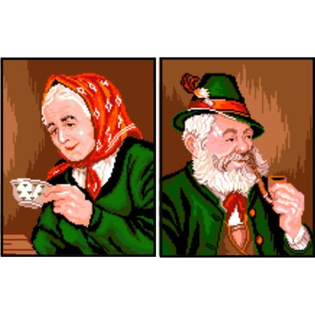 Bunicul si Bunica - kit goblen cu diagrama alb-negru - eMAG.ro