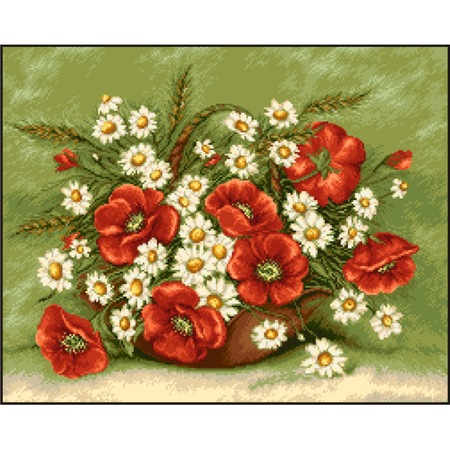Cos cu flori salbatice - kit goblen cu diagrama color - eMAG.ro