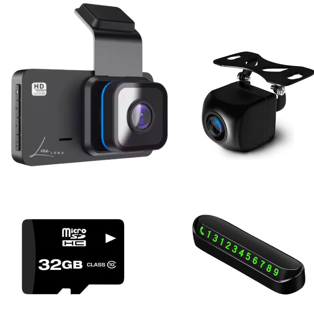 Camera auto de bord LouLuna Wifi, GPS, Full HD 4K, 1080 P, Card 32 GB ...