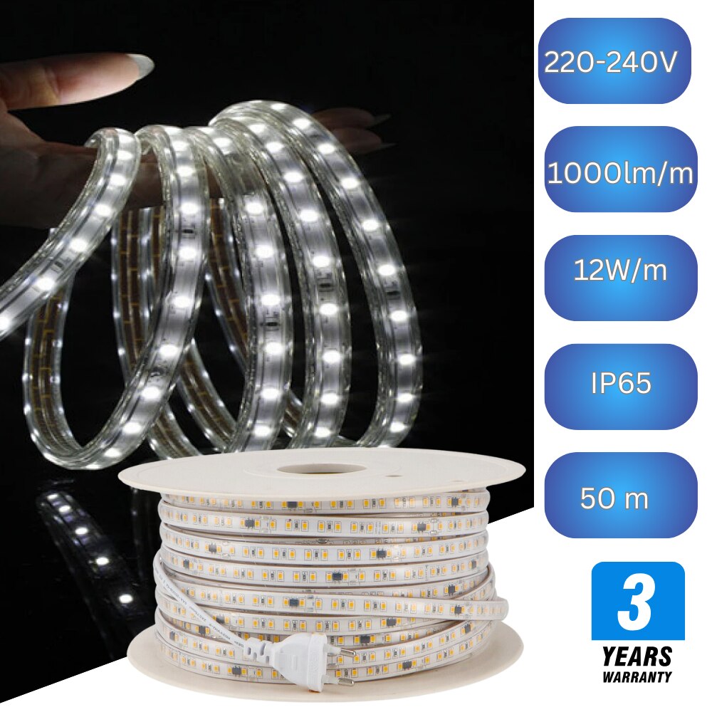 Banda LED 220V Ledme, SMD2835, Bergamo, impermeabila, IP65, 12W/m ...