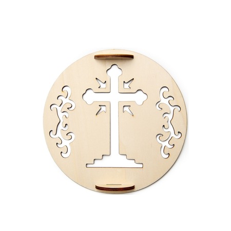Tipar Cruce rotund din lemn, pentru ornart coliva, diametru 19 cm - eMAG.ro