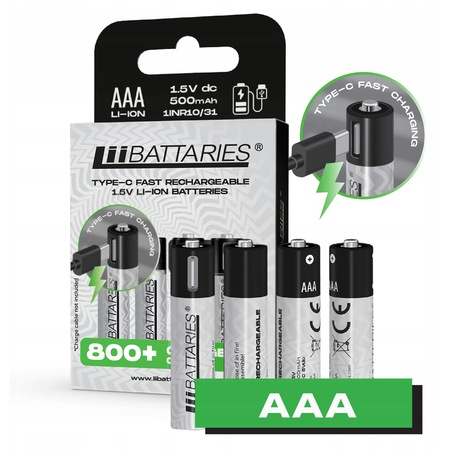 Set De Baterii Reincarcabile Aaa Cu Port Usb Tip C, Li-Ion, 500Mah, 1 ...