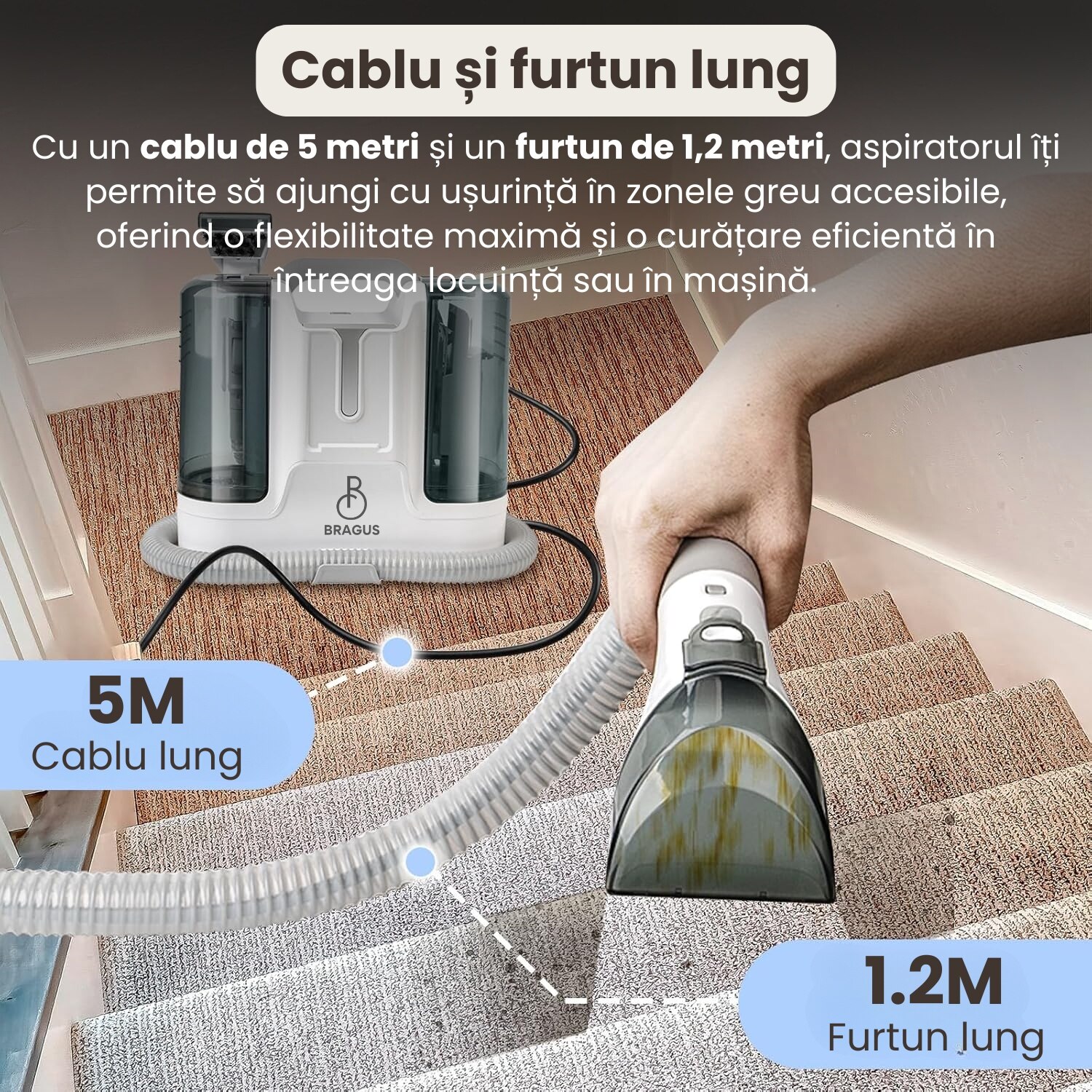 Aspirator cu Spalare Injectie-Extractie, BRAGUS, 12.000Pa, Rezervor Apa ...