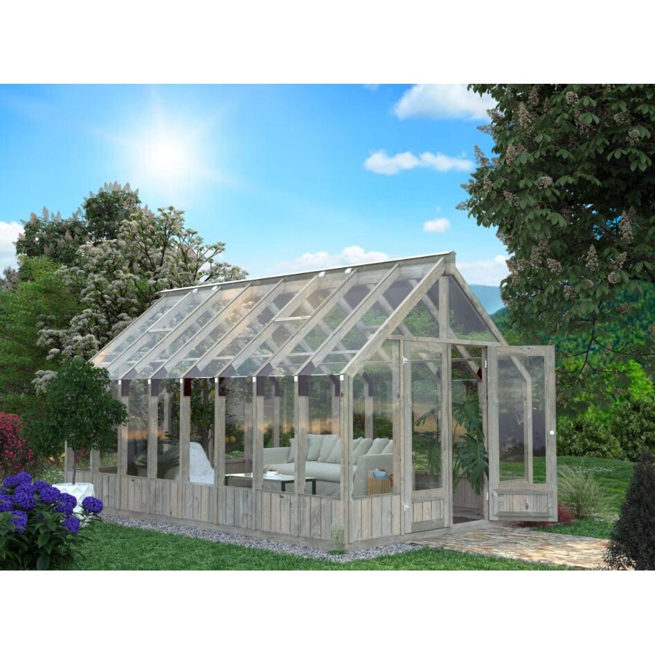 Sera de gradina 13, 8m2, 300x483cm pe structura din lemn de18mm grosime ...