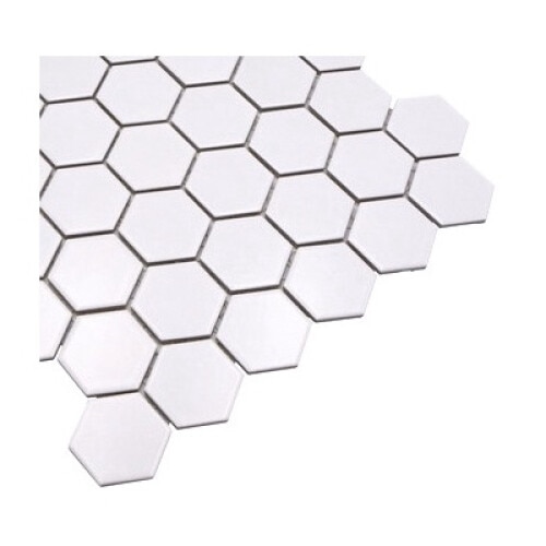 Mozaic ceramic hexagon alb, faianta alb mozaic pentru bucatarie si baie ...