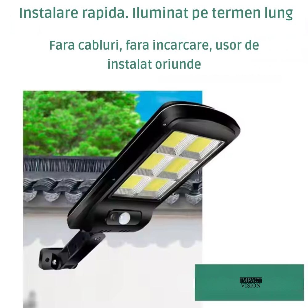 Lampa solara stradala, 96 LED cu senzor de miscare, pachet montare ...