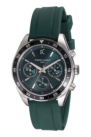 Pierre Cardin, Ceas cu functii multiple si curea din silicon, Verde ...
