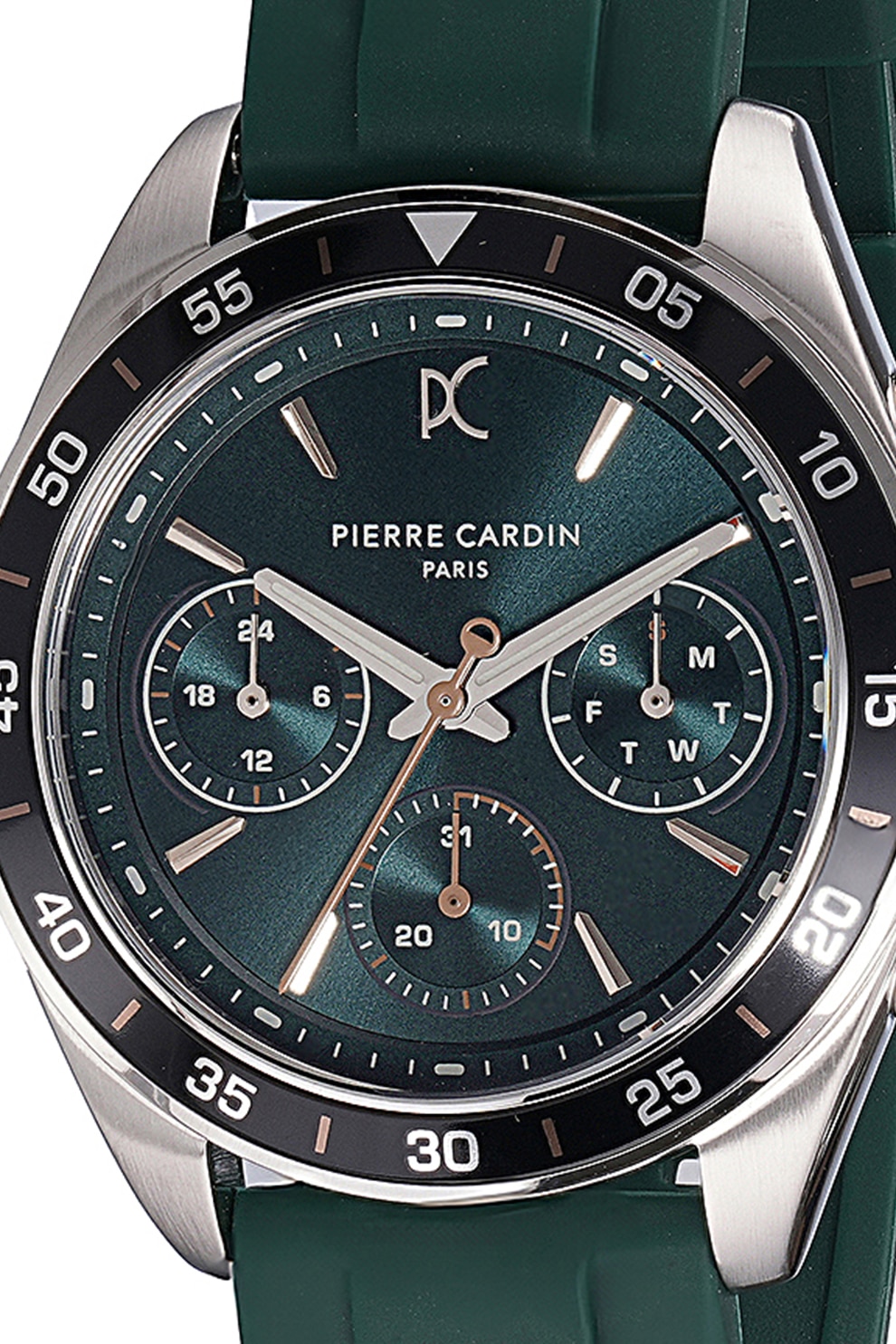 Pierre Cardin, Ceas cu functii multiple si curea din silicon, Verde ...
