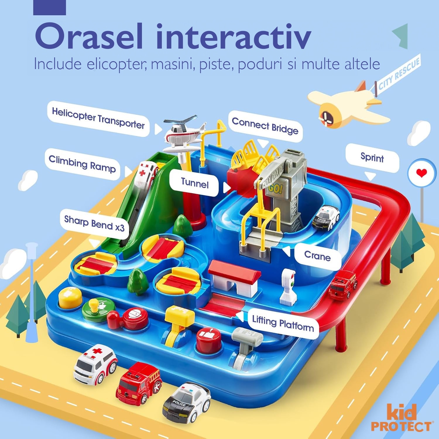 Set Jucarie Interactiva Circuit de Curse KidProtect® Rescue City ...