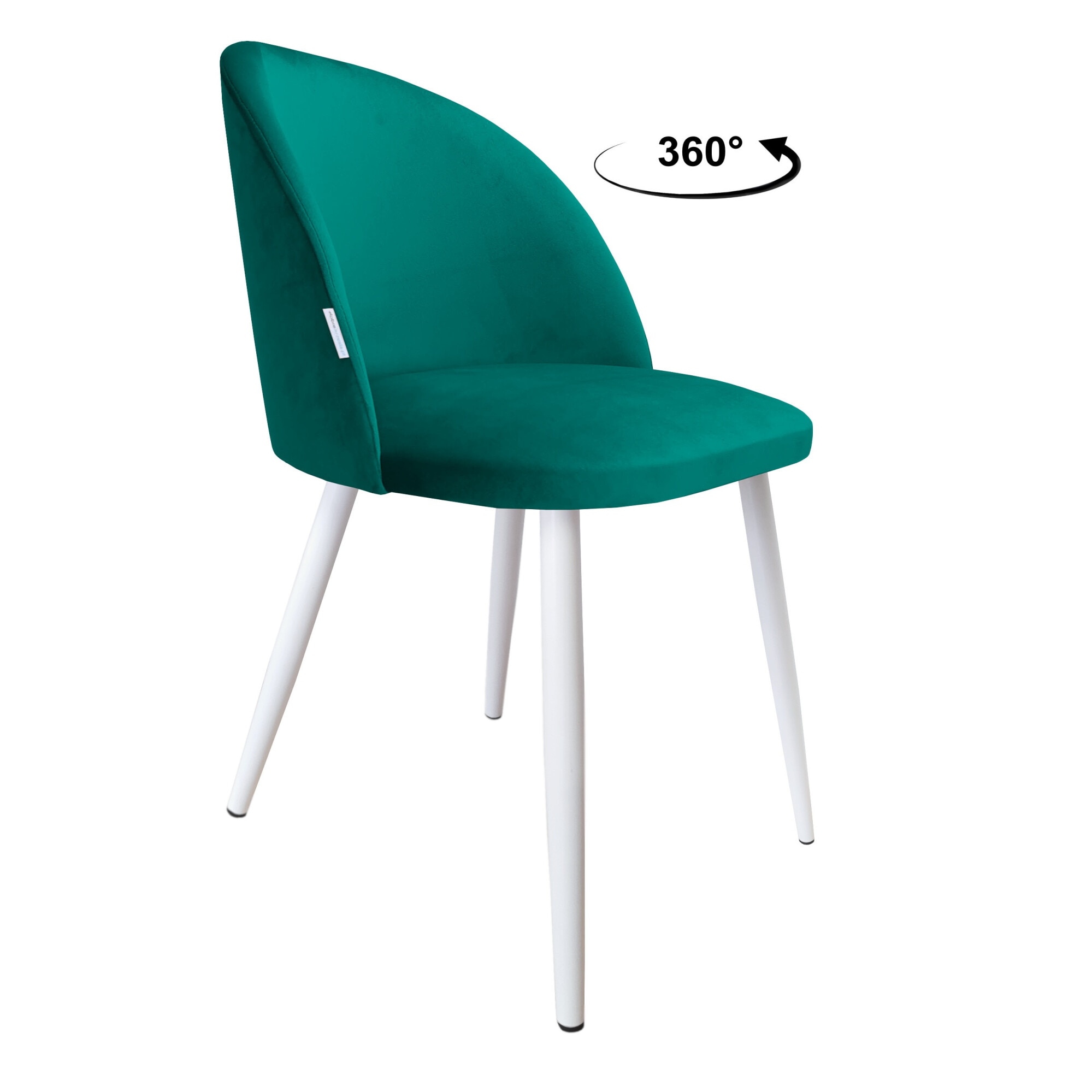 Scaun rotativ Atos Colin, baza alba, material catifea, turcoaz ...