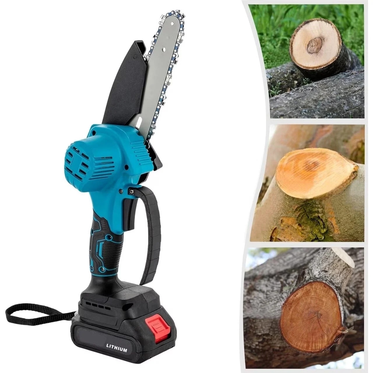 Mini drujba electrica fara fir, cu lama de 4 inci, 2 acumulatori de 48V ...
