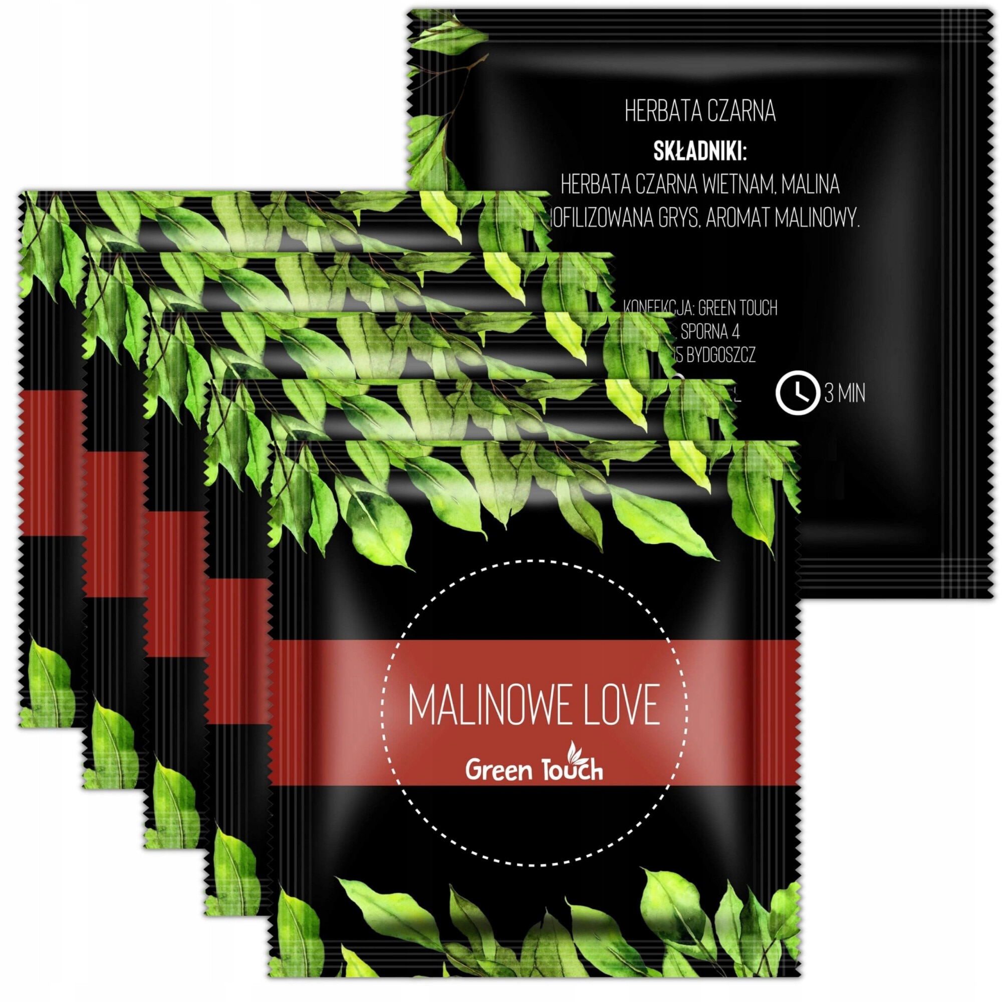Ceai negru, Green Touch, set 5 pliculete, aroma de zmeura - eMAG.ro