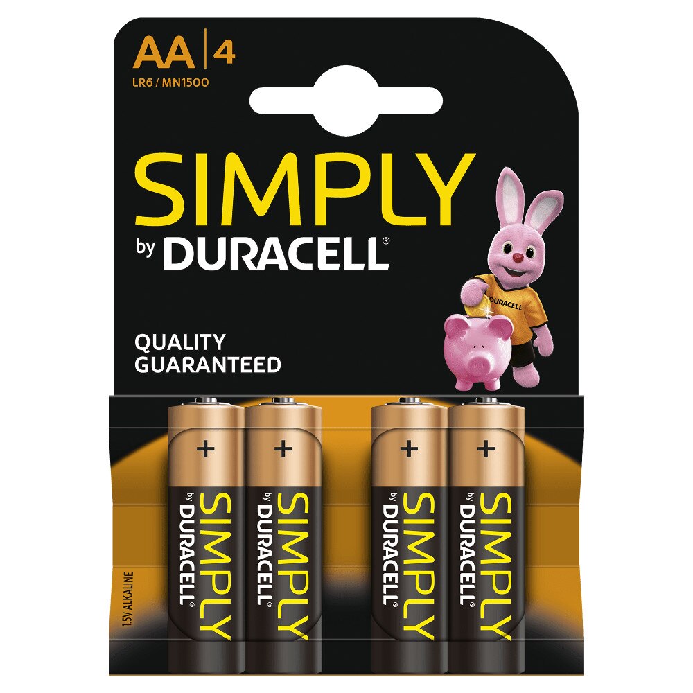 Батерия Duracell SIMPLY LR6, AA, MN1500 - комплект 4 броя - eMAG.bg