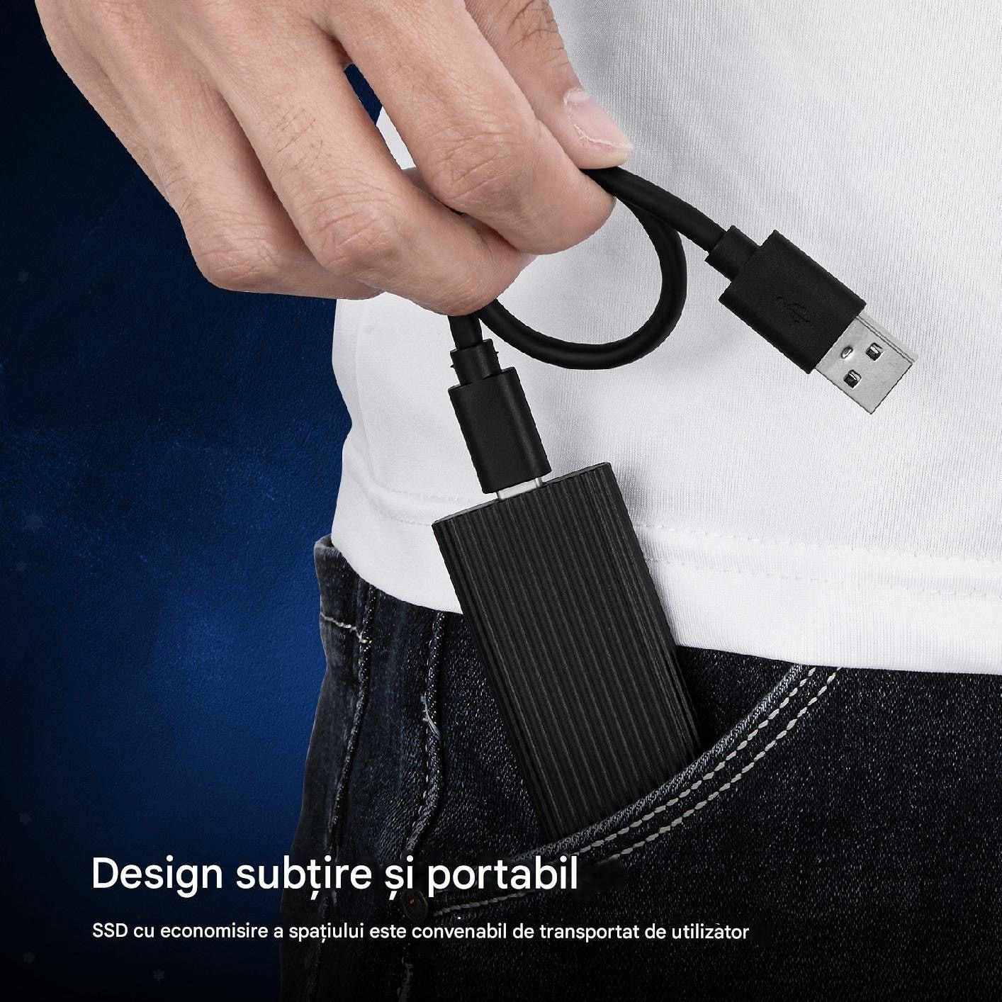 Hard disk extern SSD, M1, Aluminiu, Portabil, USB 3.1, 16GB, Negru ...