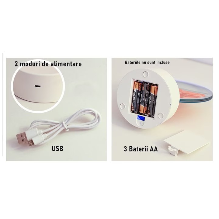 Lampa decorativa cu nisip miscator gri&auriu, LED RGB 16 culori ...