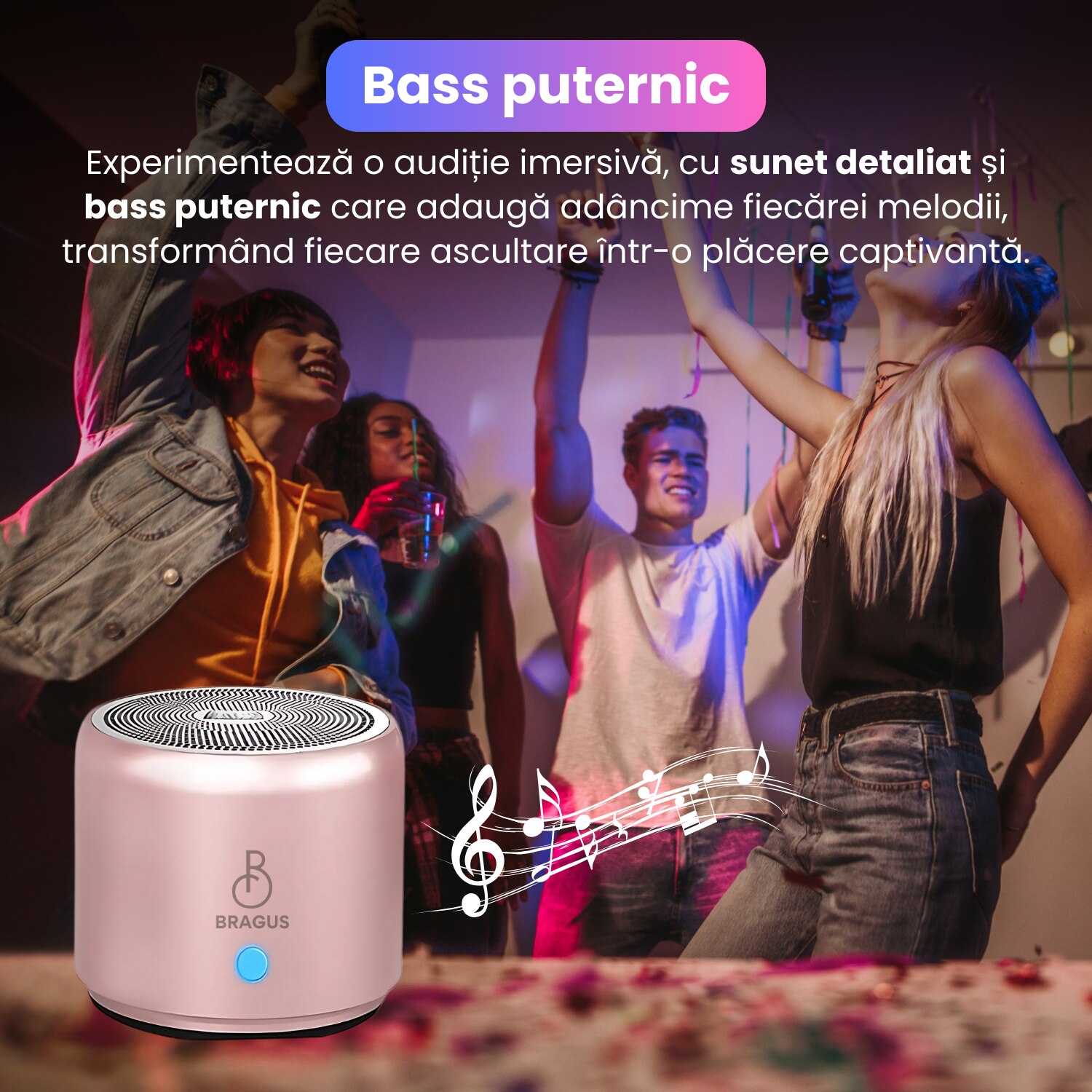 Boxa Portabila Mini, BRAGUS, Boxa Bluetooth 5.0, Rezistenta la Apa IPX7 ...