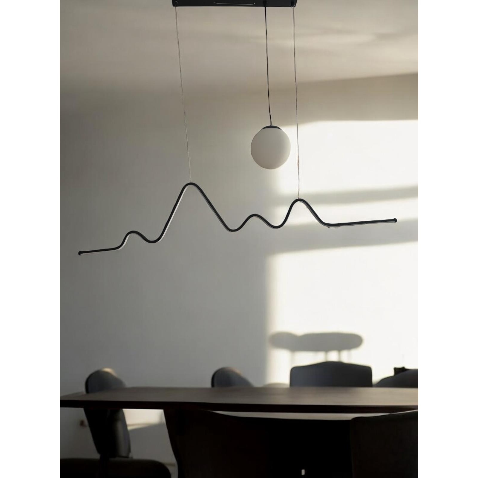 Lustra suspendata dining, 120cm, cu LED si glob sferic cu 1 x E27 ...