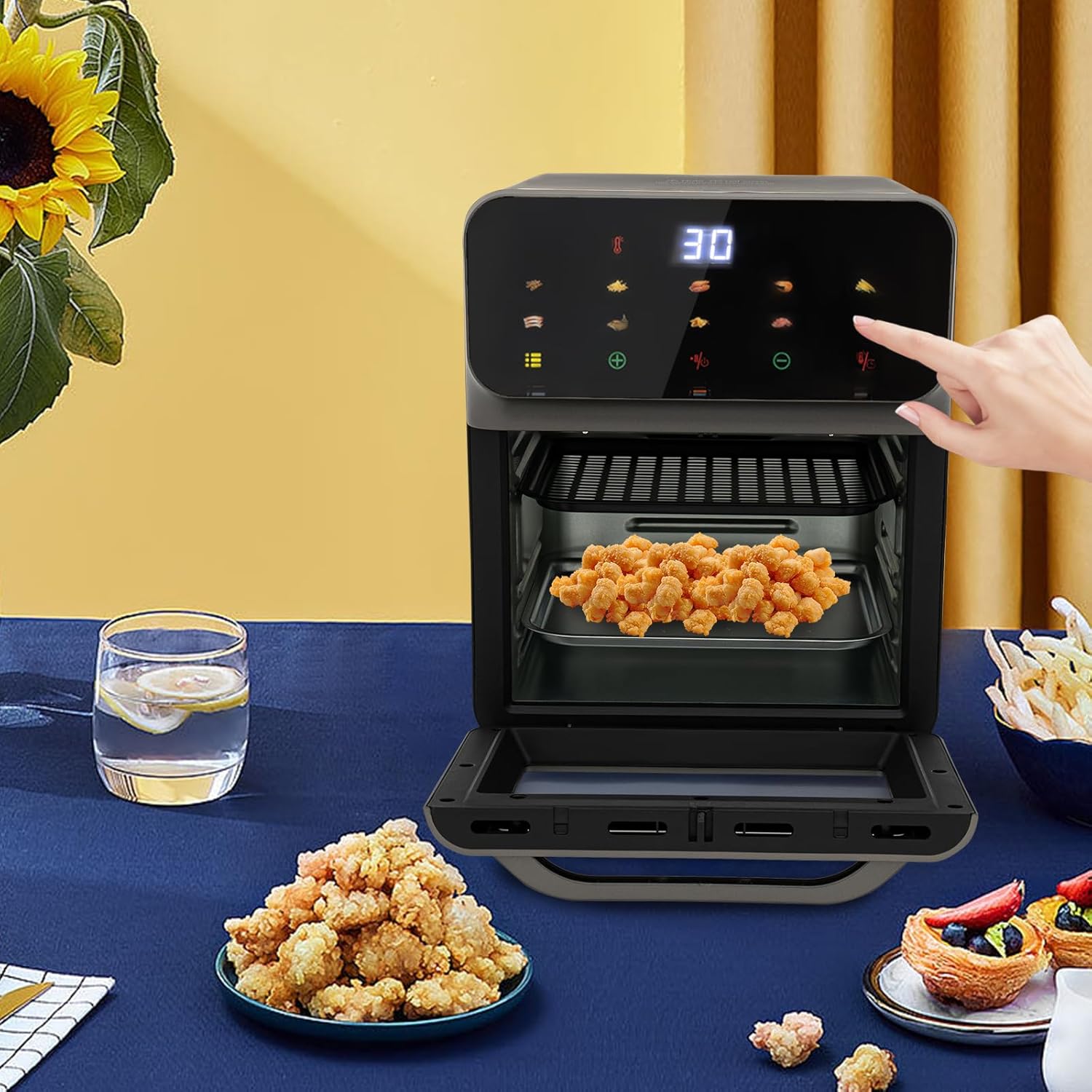 Friteuza cu Aer Cald, Airfryer, Capacitate 10L, 1350W, 10 Programe ...