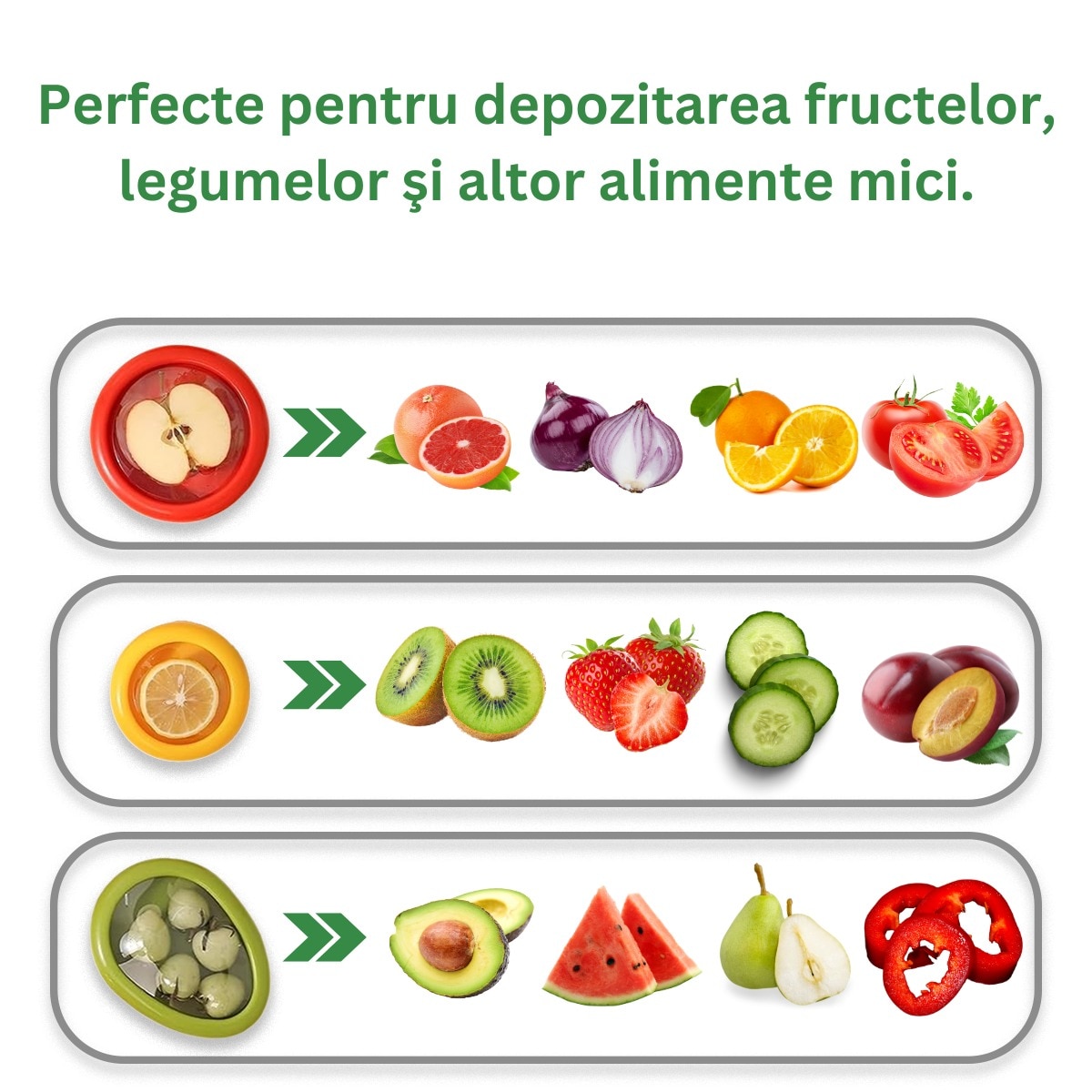 Set 4 Cutii Alimentare din Silicon pentru Fructe, Legume si Diverse, cu ...
