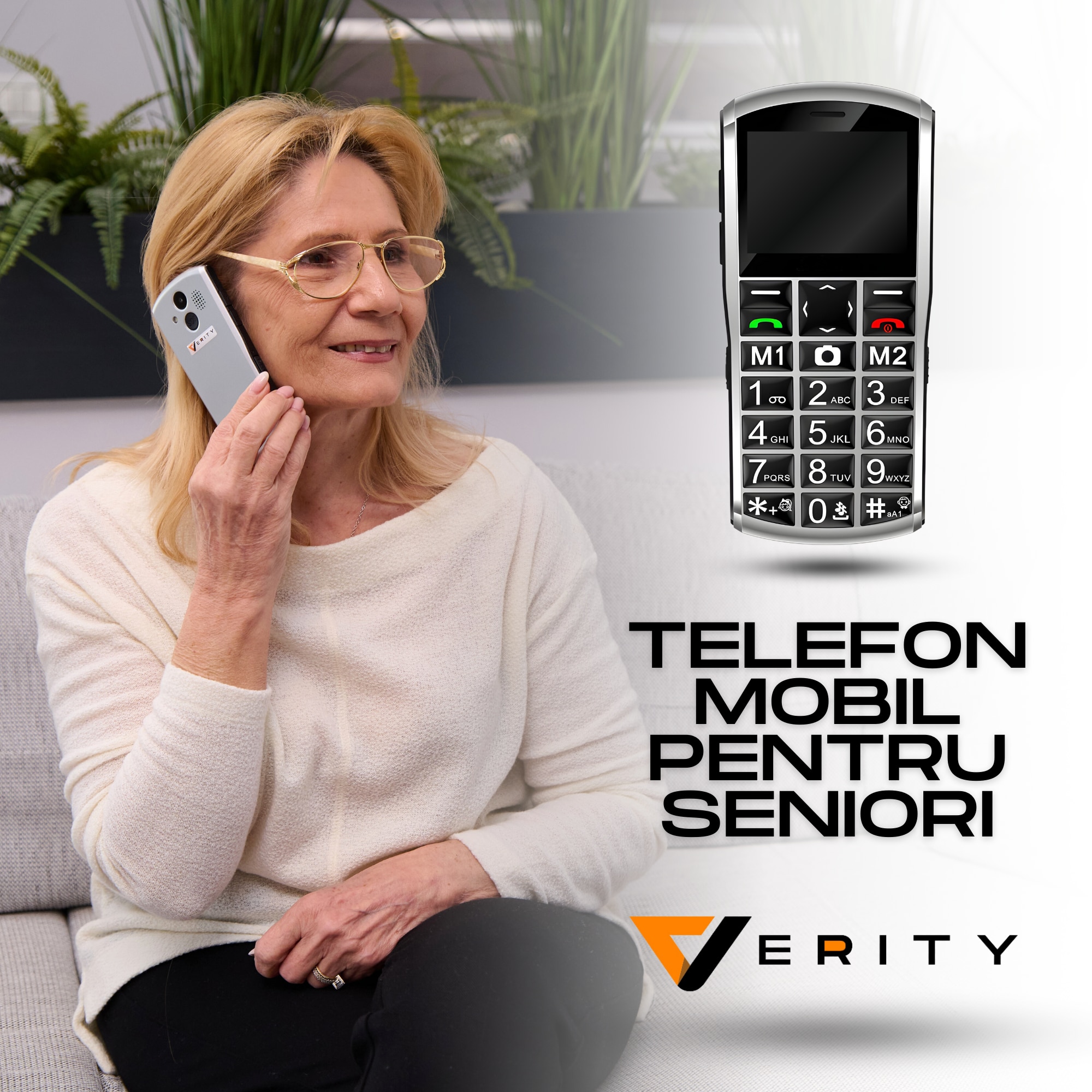 Telefon mobil pentru seniori, cu meniul in limba Romana, Stand pentru ...