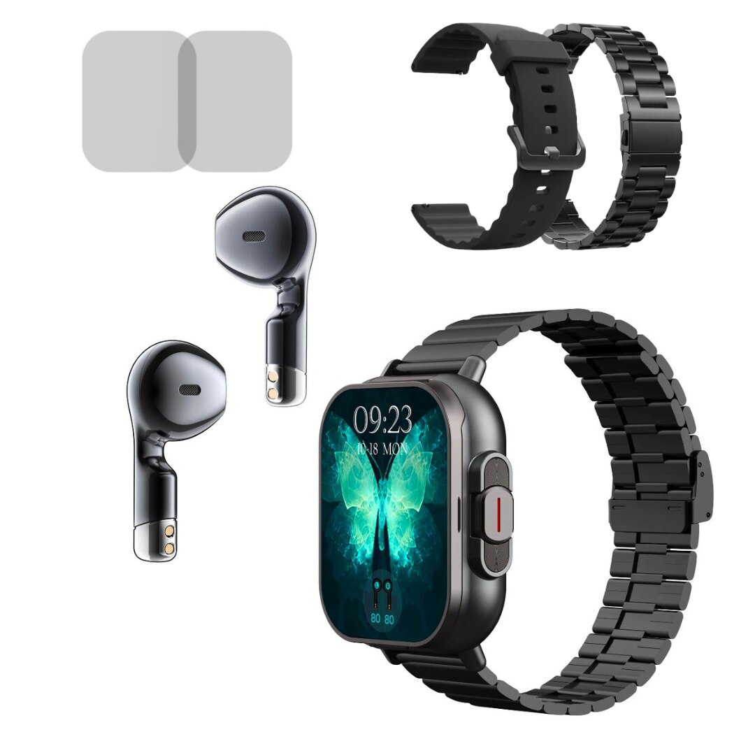 Ceas smartwatch 2in 1, casti Wireless incorporate, Louluna, compatibil ...