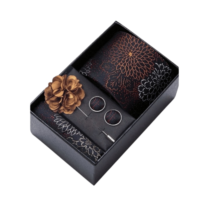 Nyakkendő, zsebkendő, gombok és dekorációs elemek készlet, barna ...