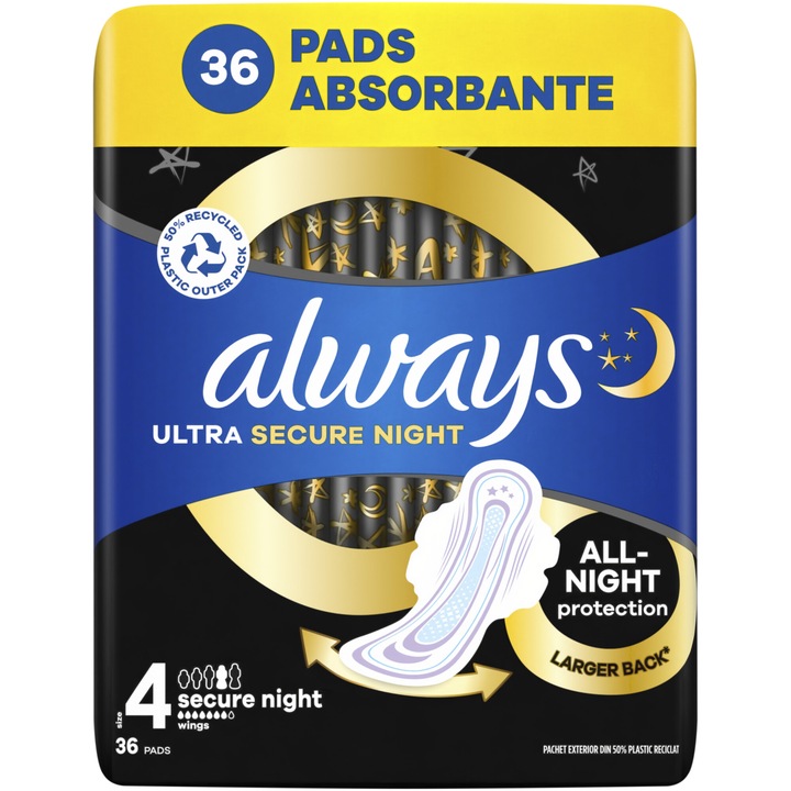 Absorbante Always Ultra Secure Night, 36 buc - eMAG.ro