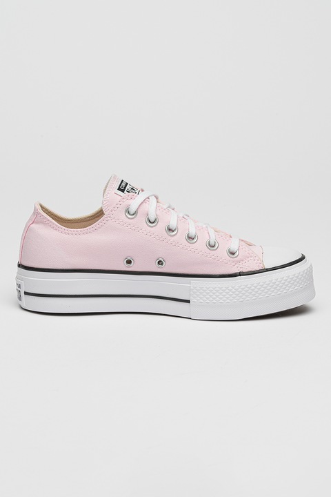 Converse, Pantofi sport low-cut cu platforma All Star Lift, Alb, Roz ...