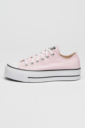 Converse, Pantofi sport low-cut cu platforma All Star Lift, Alb, Roz ...