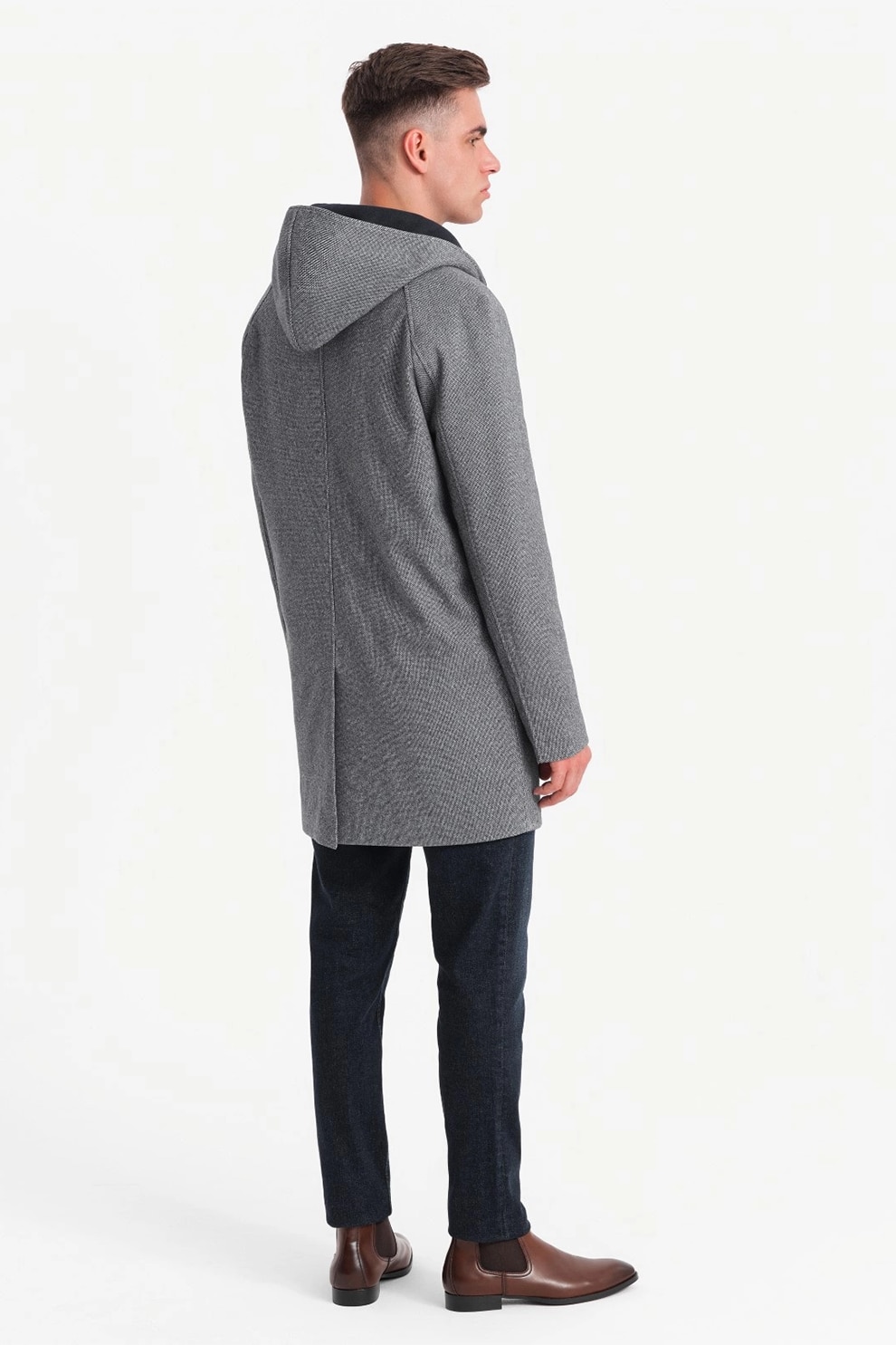 OMBRE, Palton din amestec de lana cu gluga - eMAG.ro