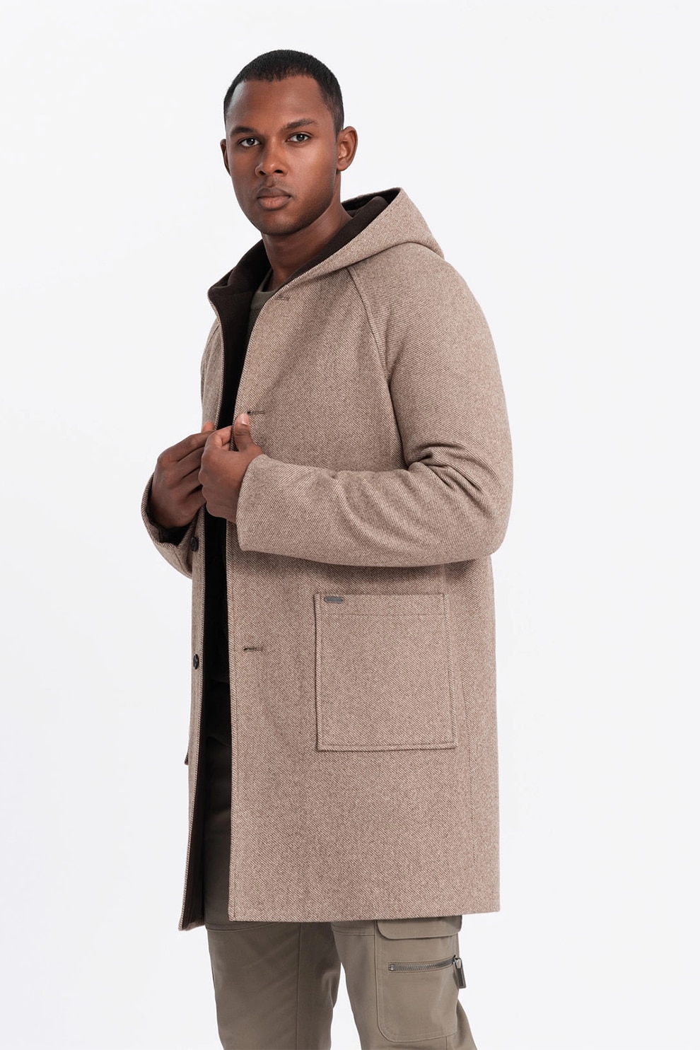 OMBRE, Palton din amestec de lana cu gluga - eMAG.ro