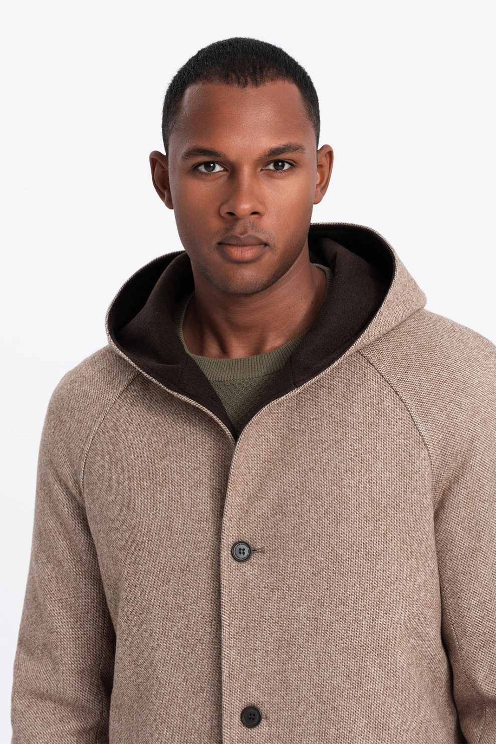 OMBRE, Palton din amestec de lana cu gluga - eMAG.ro