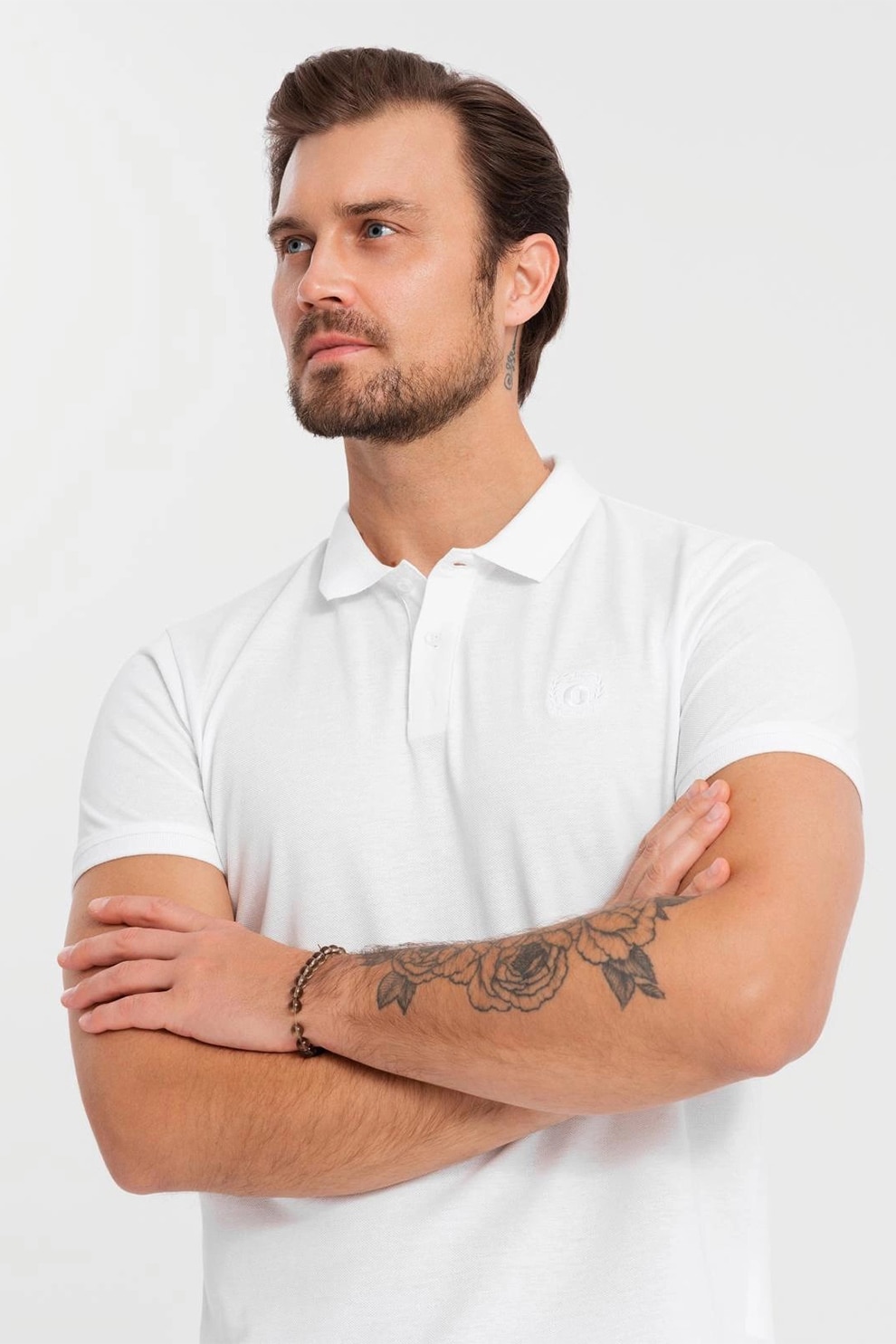 OMBRE, Set de tricouri polo de bumbac - 3 piese, Alb, Albastru prafuit ...