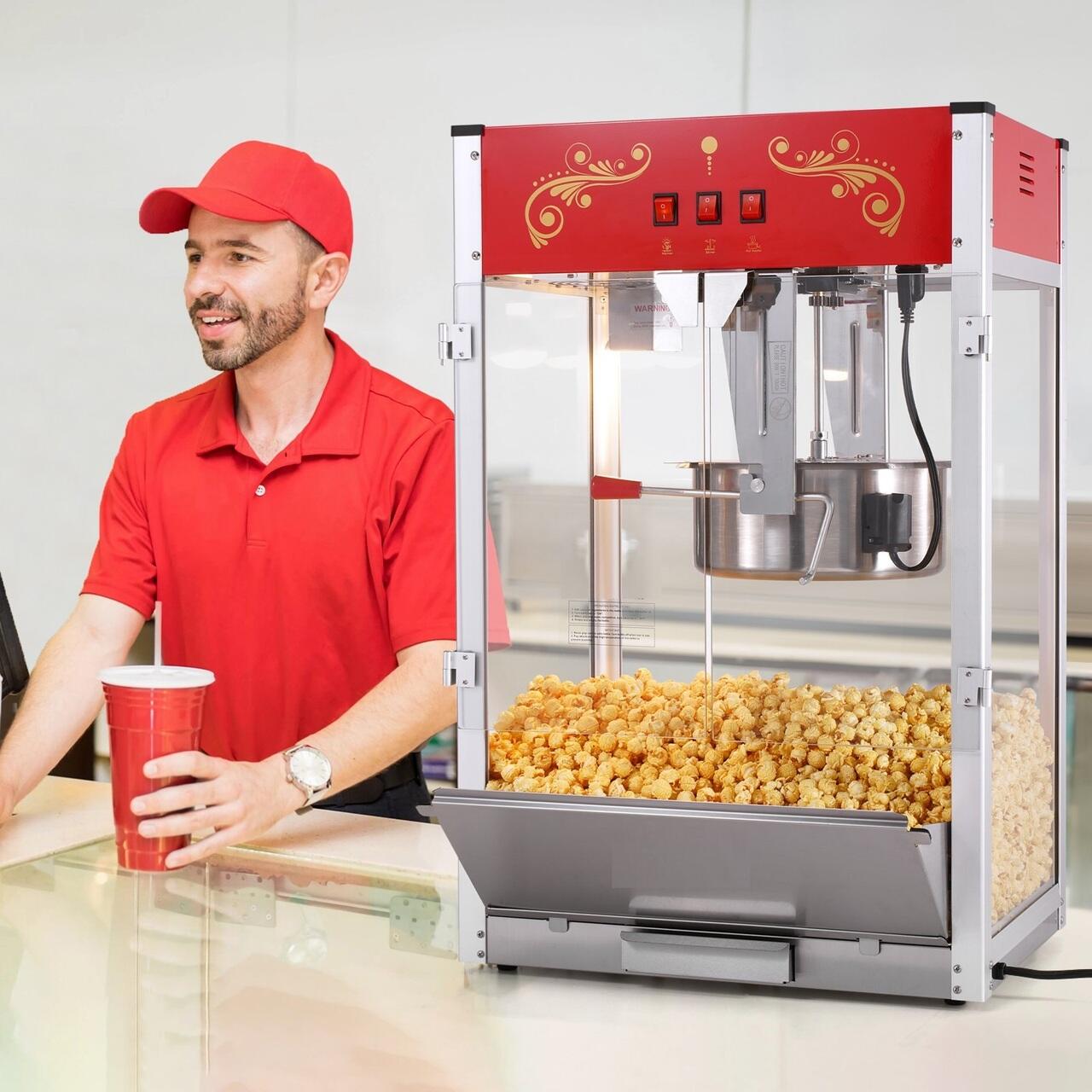 Masina automata Popcorn Cinema Profesional, putere 1615 W, Rosu ...