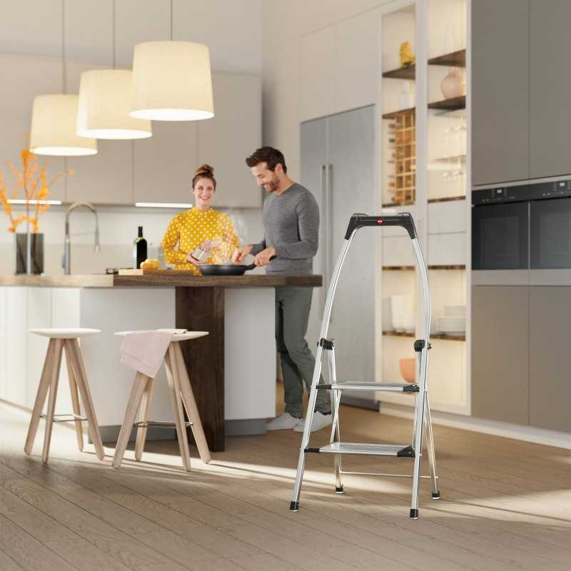 Scara aluminiu Hailo K100 TopLine, Trepte pliante, 2 trepte - eMAG.ro