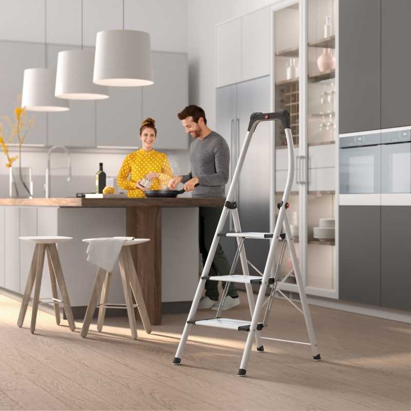 Scara aluminiu Hailo K100 TopLine, Trepte pliante, 3 trepte - eMAG.ro