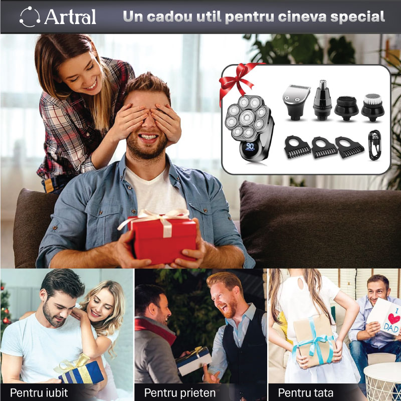 Aparat de Ras Electric Artral® pentru Barbati, 8+1Lame, Multifunctional ...