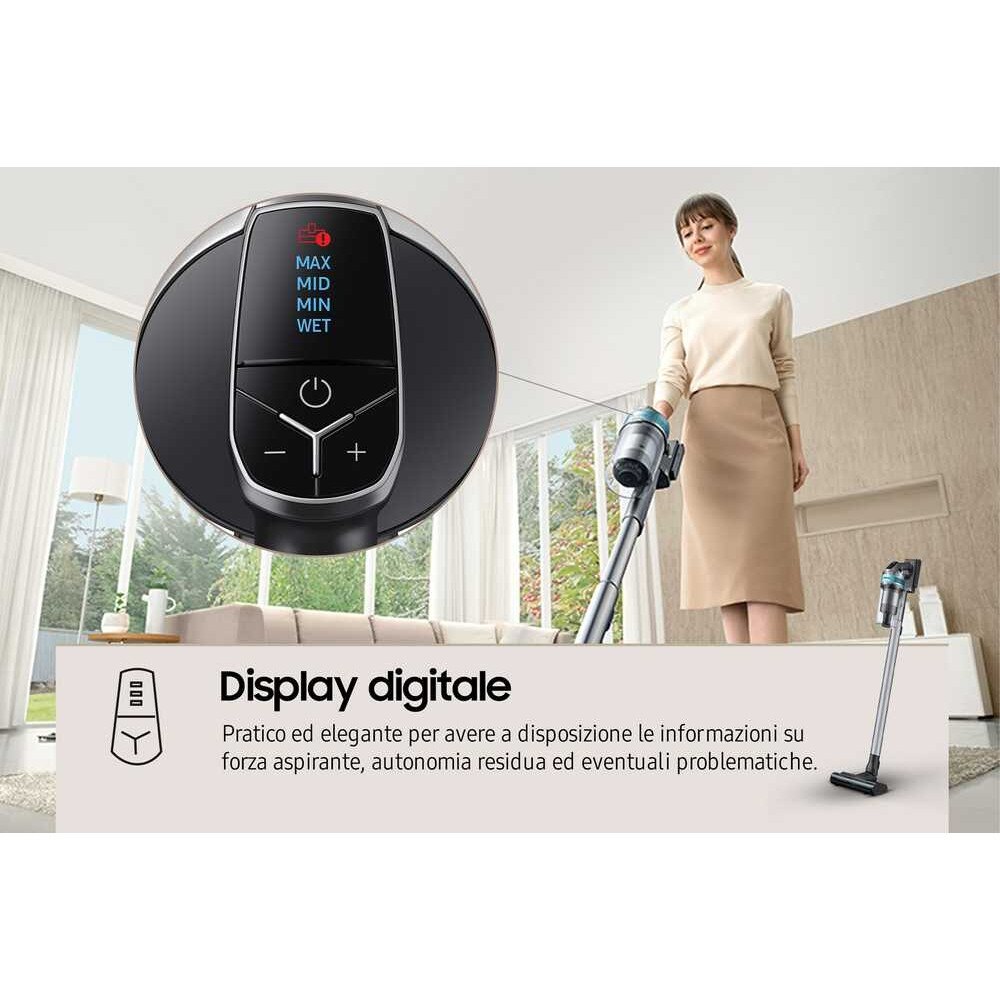 Aspirator fara fir Samsung, model VS20B75AGR1, 60 min autonomie, negru ...