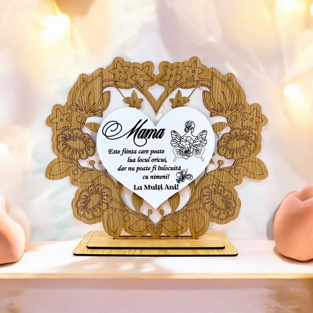 Decoratiune tablou inima, cadou personalizat cu mesaj standard pentru ...
