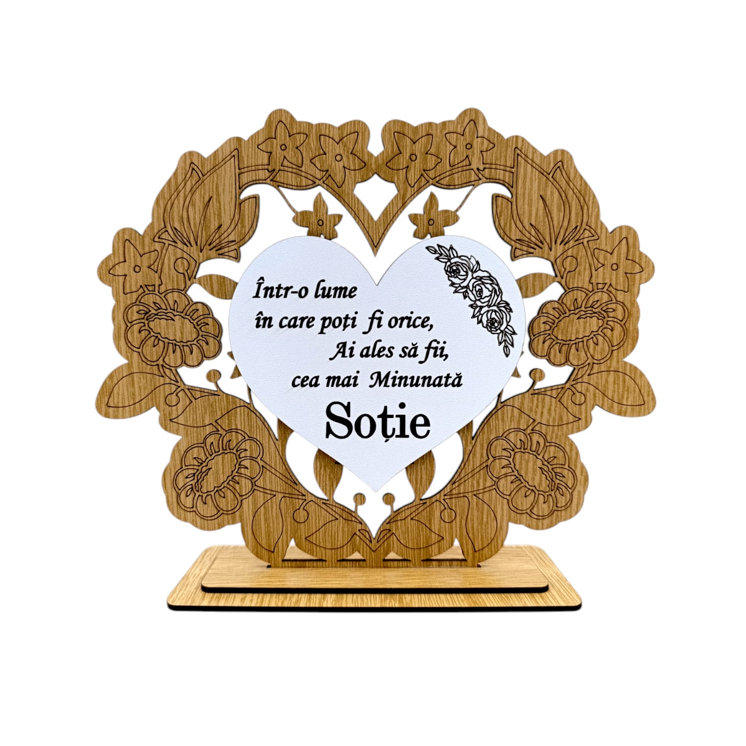 Decoratiune tablou inima, cadou personalizat cu mesaj standard pentru ...