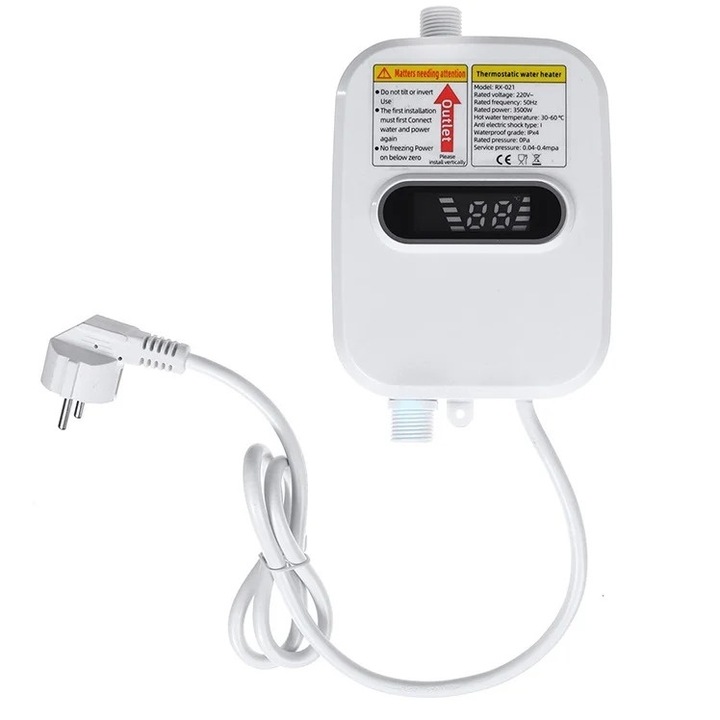 Instant electric pentru apa calda 3500W, cu afisaj LCD si furtun cu cap ...