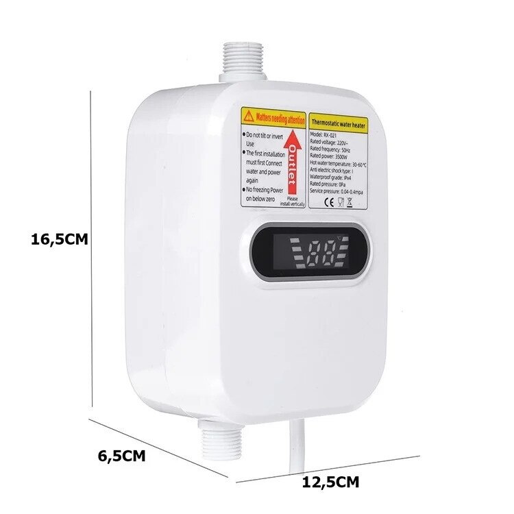 Instant electric pentru apa calda 3500W, cu afisaj LCD si furtun cu cap ...