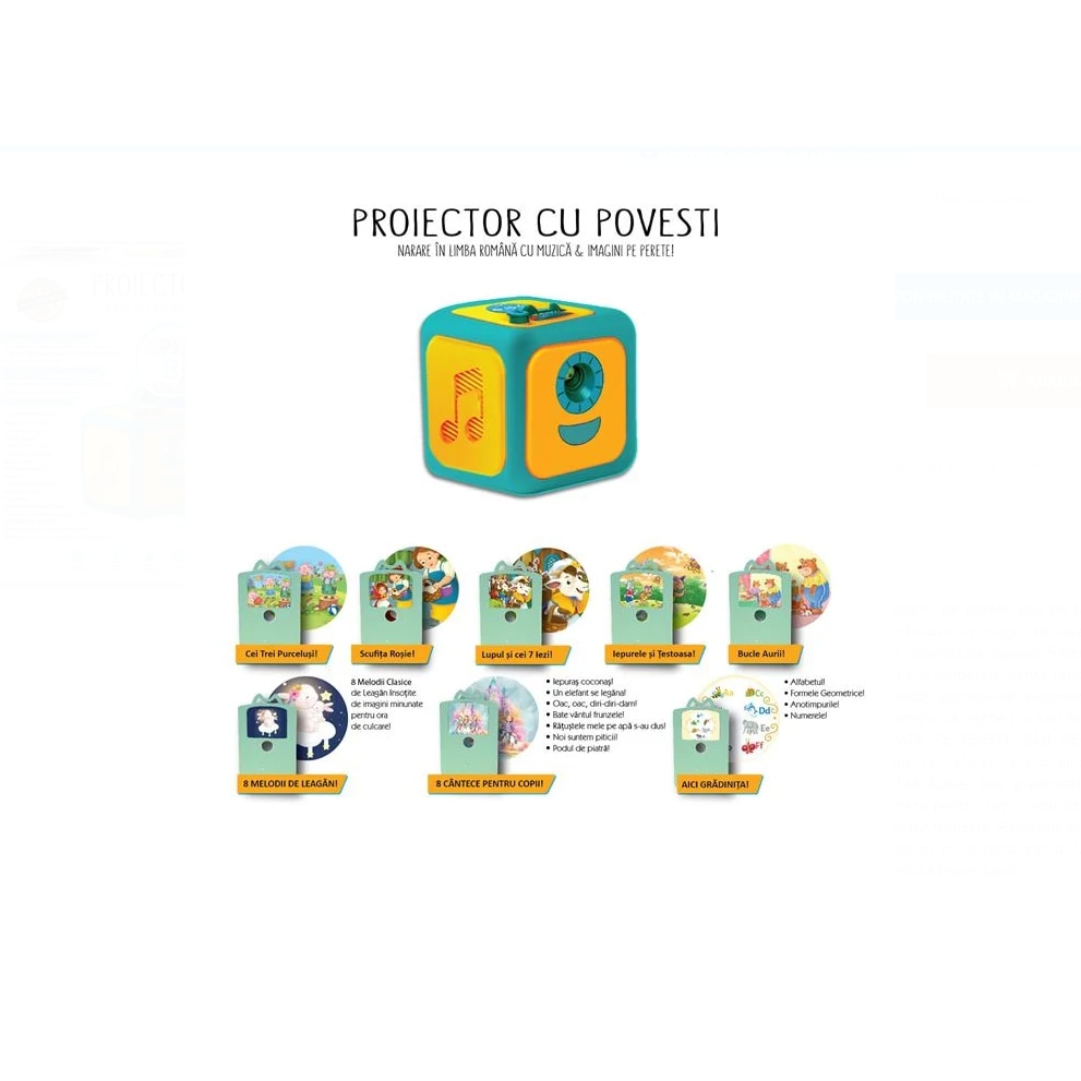 Proiector cu povesti, Educativ, cu 8 discuri - eMAG.ro