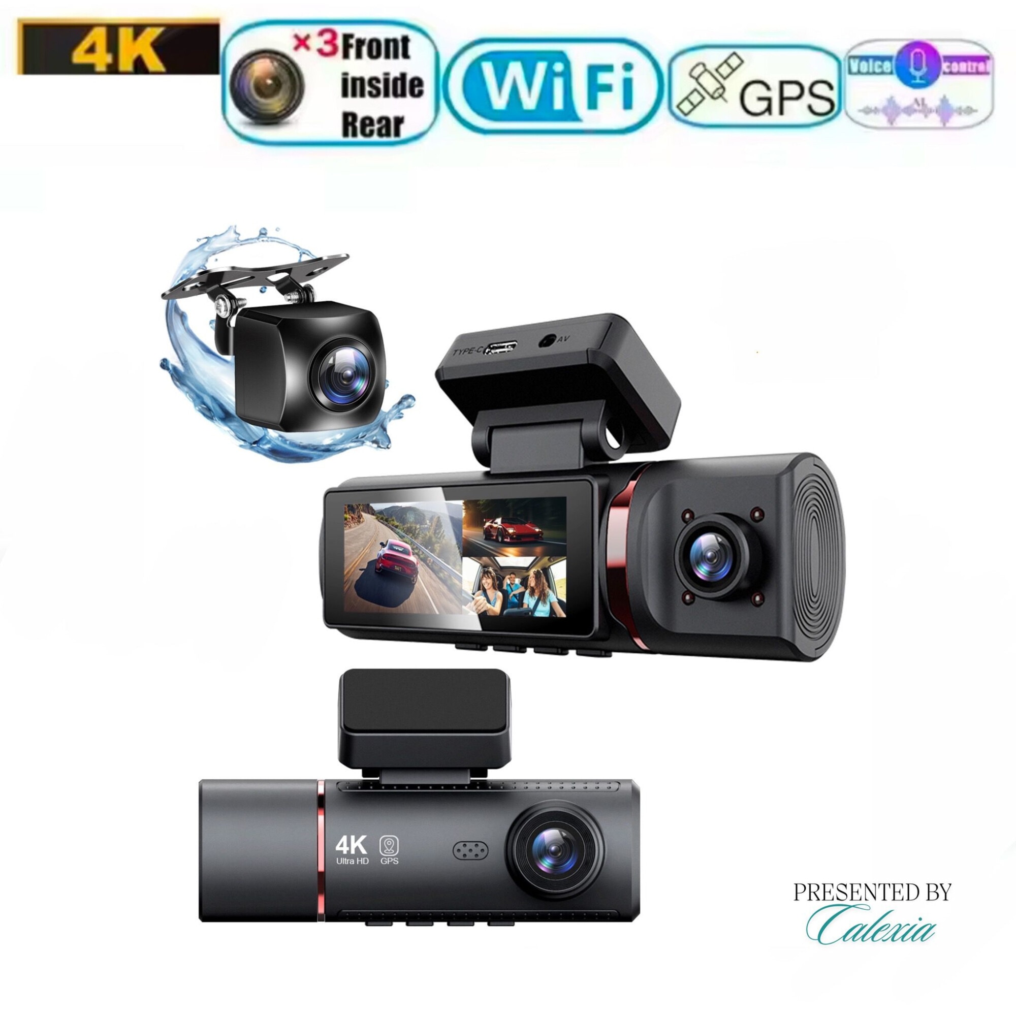 Camera Auto Tripla de Bord e-Wantay® SafePro 6 in 1, 4K UHD, Night ...