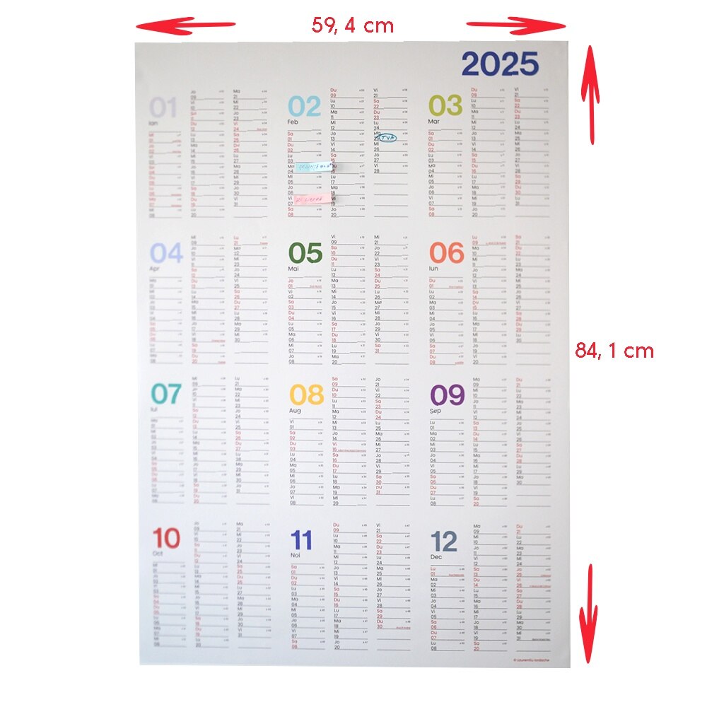 Calendar Planificator Anual de Perete A1 2025, 12 luni color - eMAG.ro