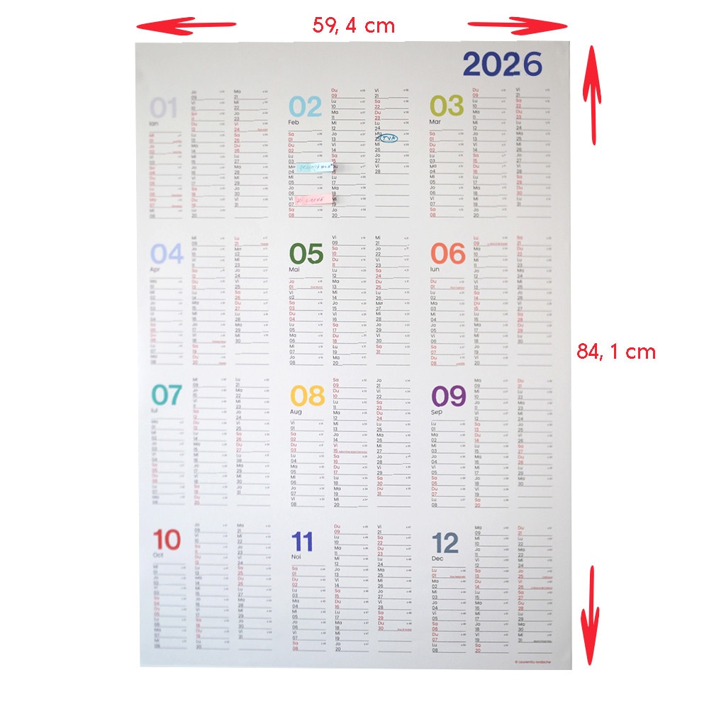 Calendar Planificator Anual de Perete A1 2026, 12 luni color - eMAG.ro