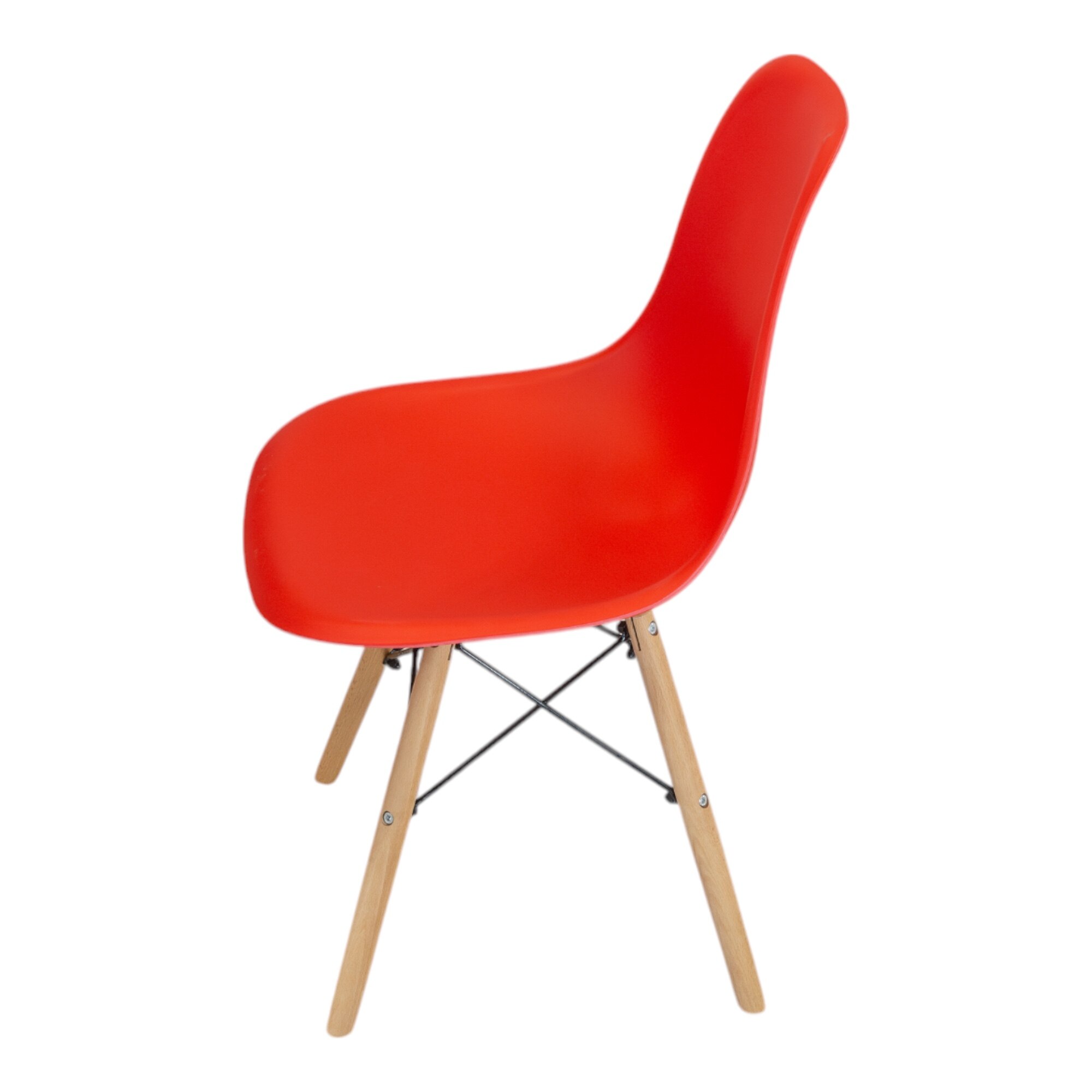 Scaun DENVER Malmo, rosu, model scandinav, sezut tip scoica, picioare ...