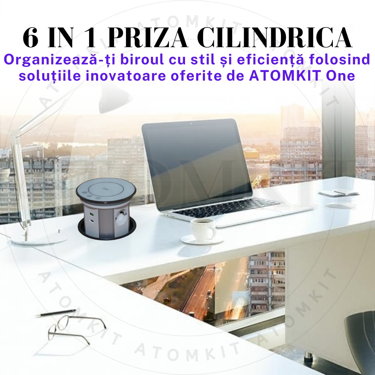 Priza Incorporabila Retractabila ATOMKIT® One, Incarcare Wireless 15W ...