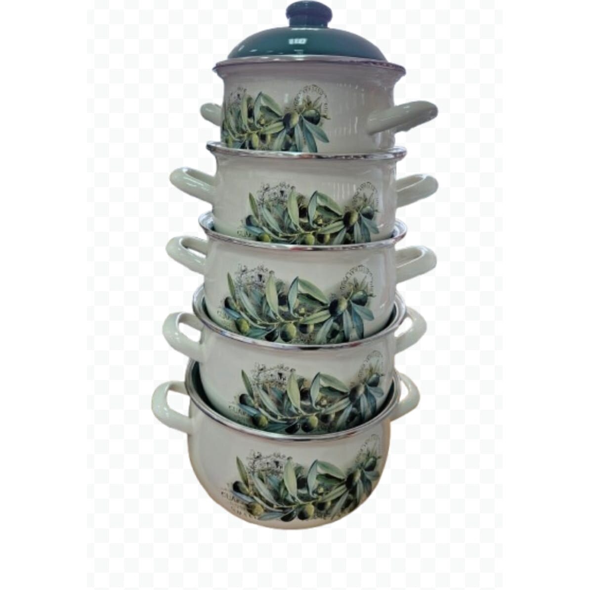 Set 5 oale emailate cu capac, 2L–6,2L, model Maslin - eMAG.ro